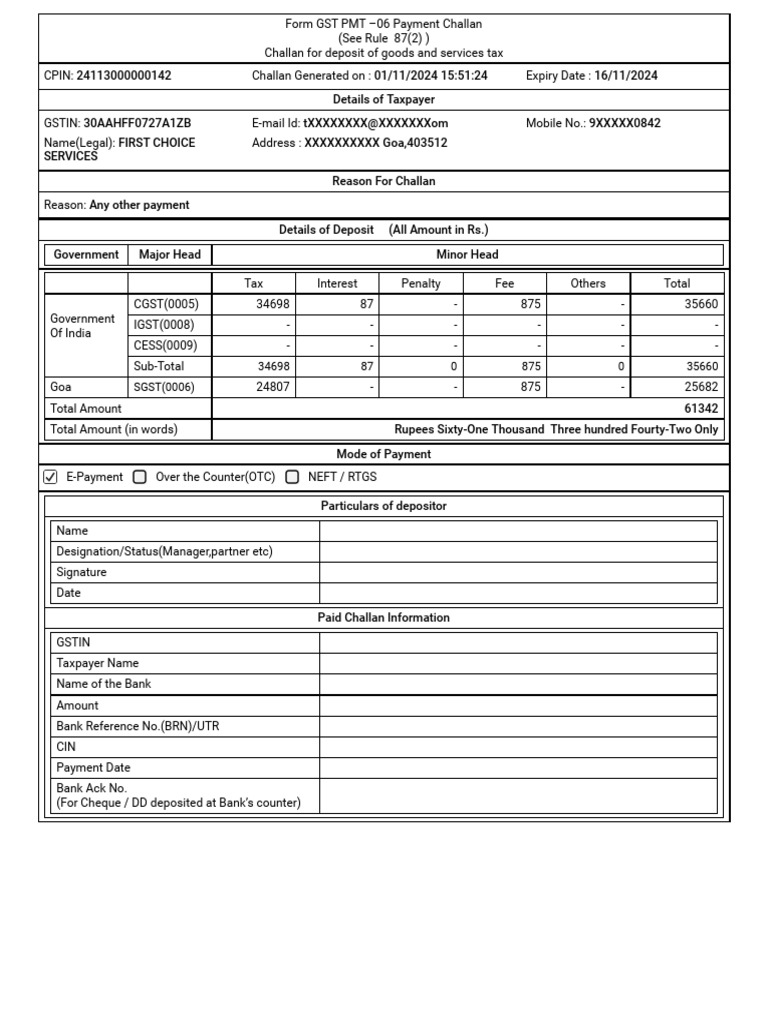 GST-CHALLAN (4) | PDF | Payments | Money
