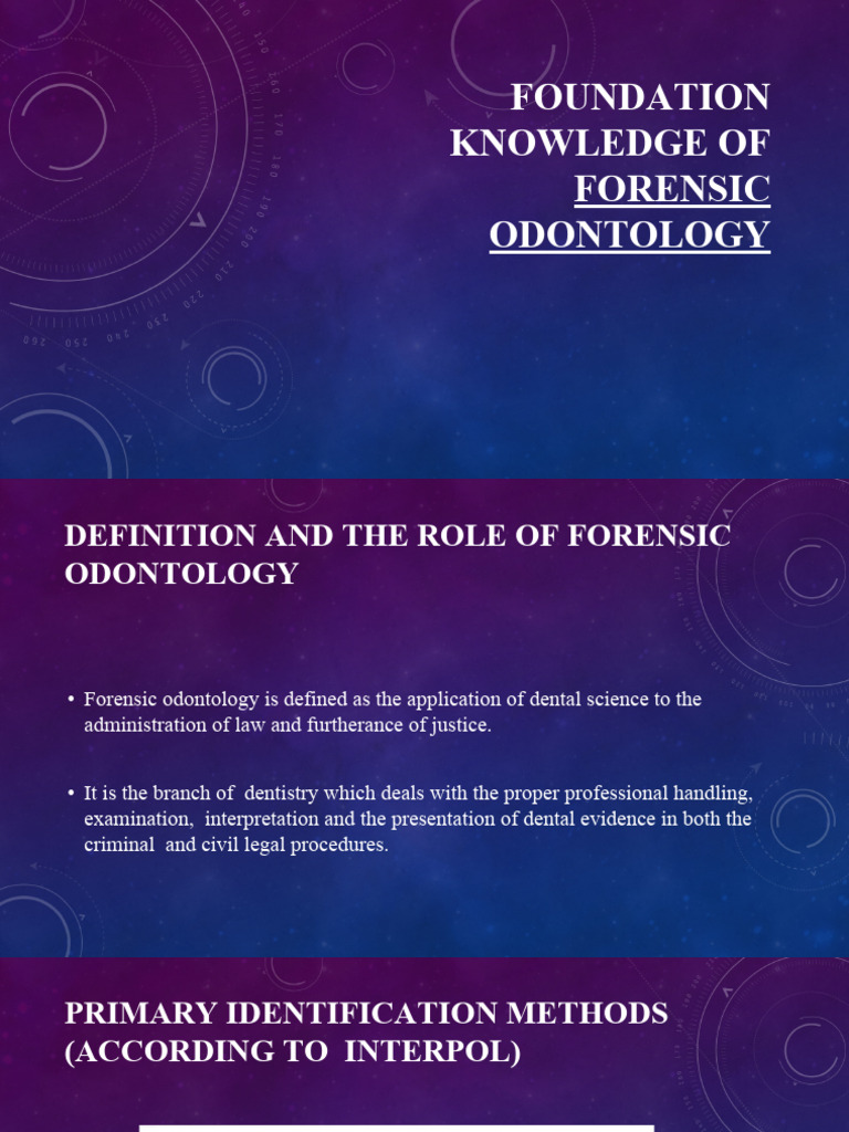5 - Foundation Knowledge of Forensic Odontology Lec 1 | PDF | Dentistry ...