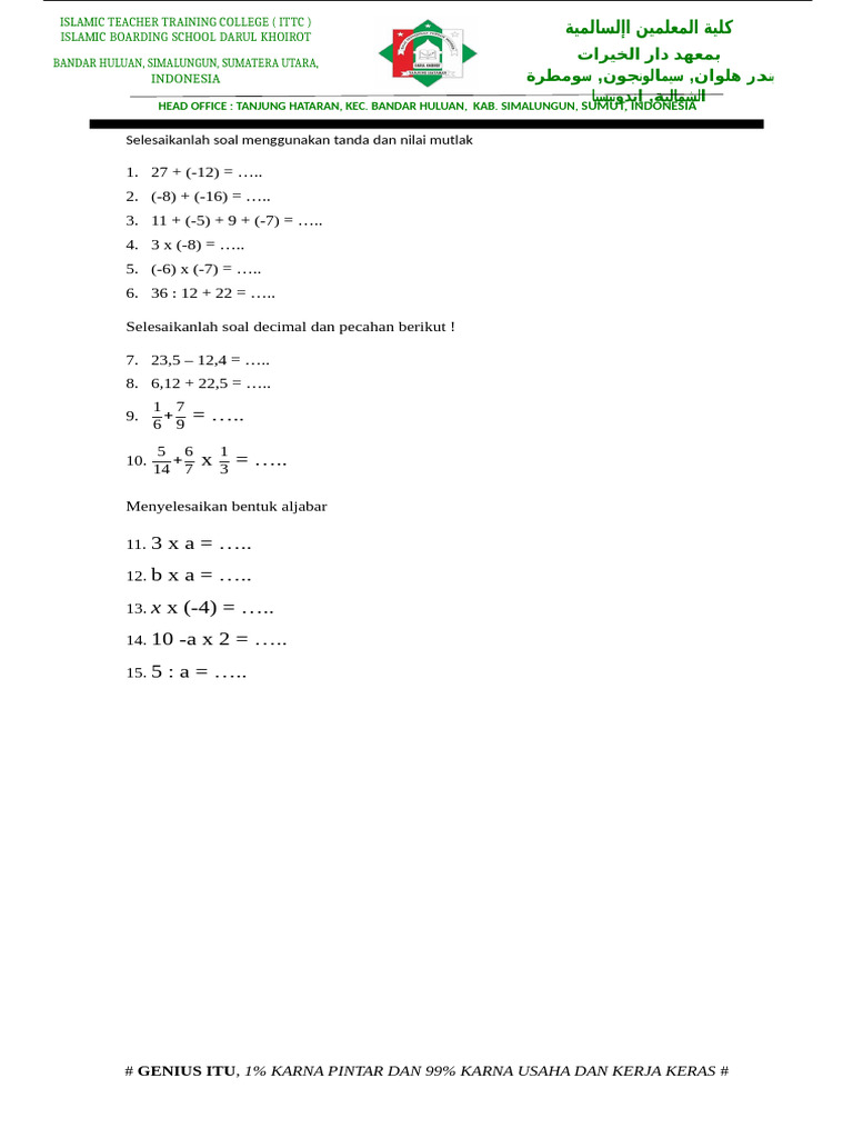 Matematika Kelas 7 | PDF