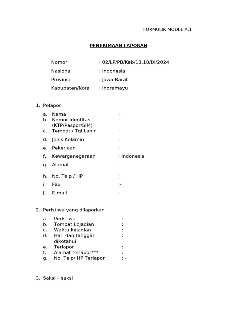 FORMULIR MODEL A1 Dan A3 | PDF | Politik