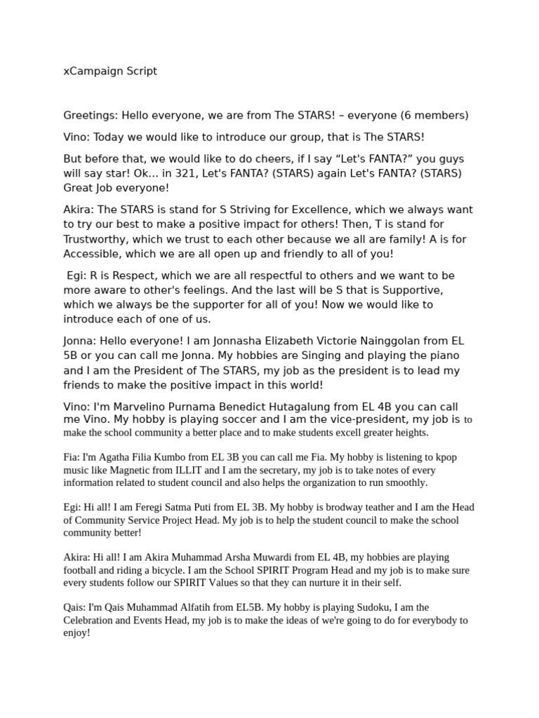 The STARS - SCRIPT - FINAL 4 | PDF | Self-Improvement