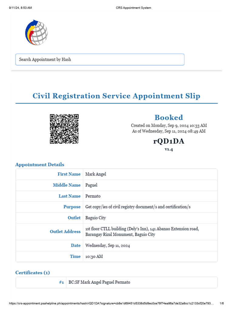 CRS Appointment System | PDF | Social Institutions