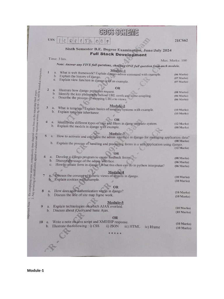 21CS62 Fullstack Development 2 | PDF | Ajax (Programming) | J Query