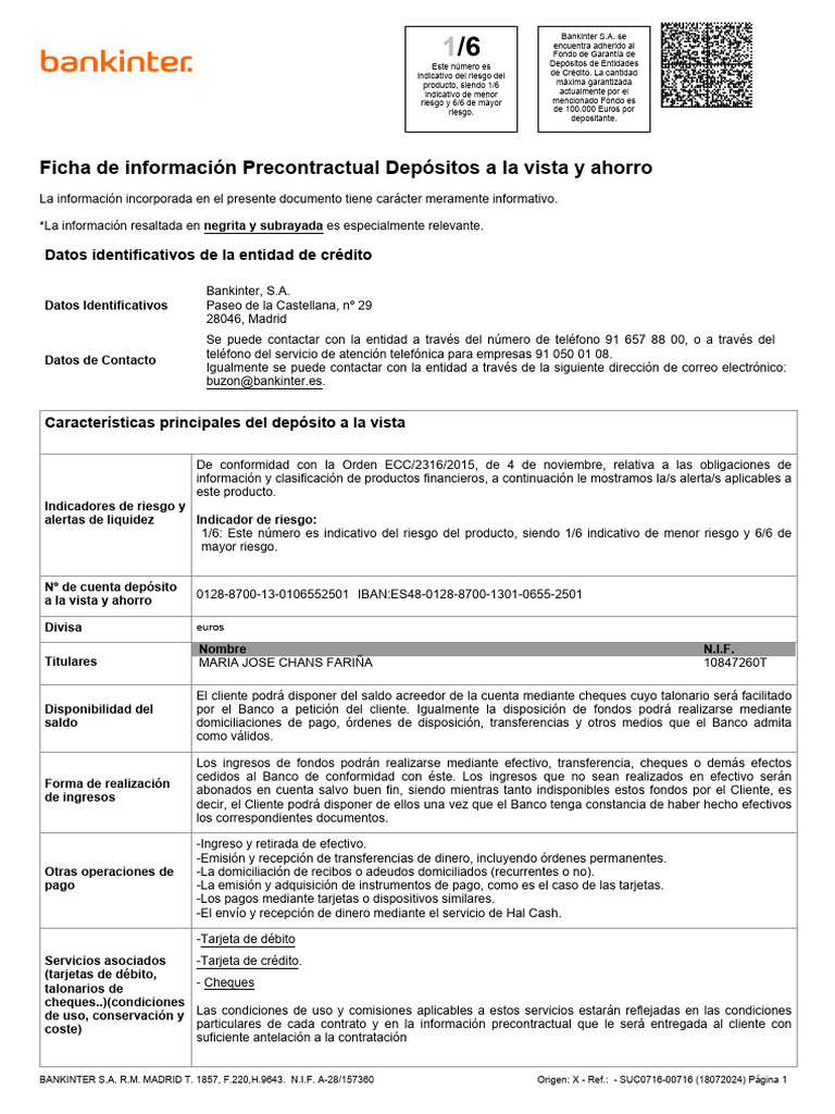 Ficha Precontractual Cuenta MCF | PDF | Bancos | Cheque