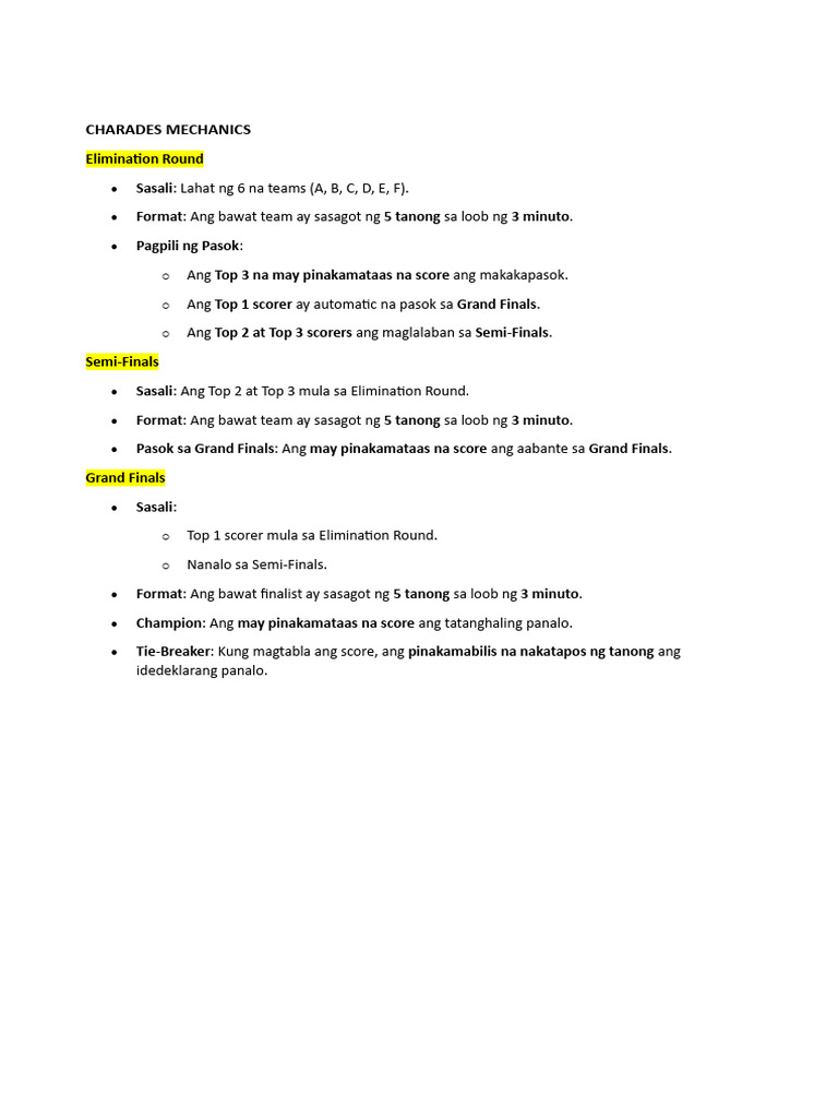 Charades Mechanics | PDF
