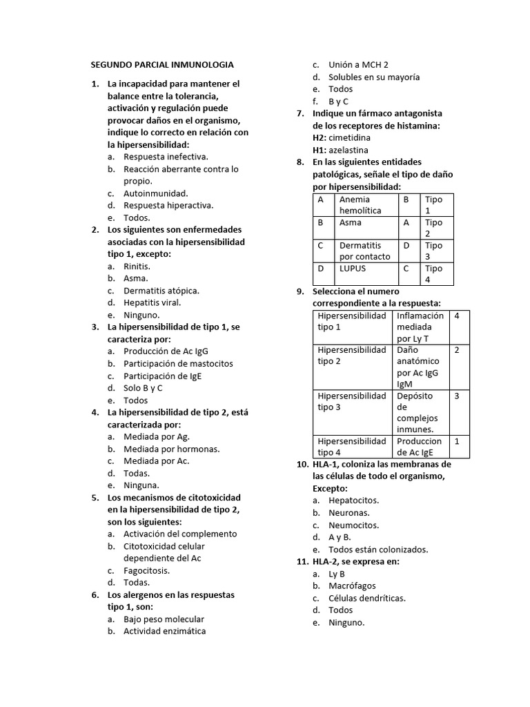 Segundo Parcial Inmunologia Unslp | PDF | Sistema inmune | Linfocitos