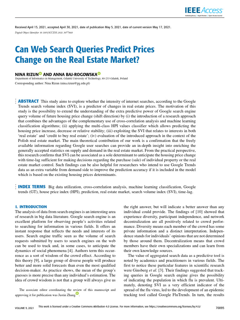 Can Web Search Queries Predict Prices Change On The Real Estate Market | PDF | Support Vector ...