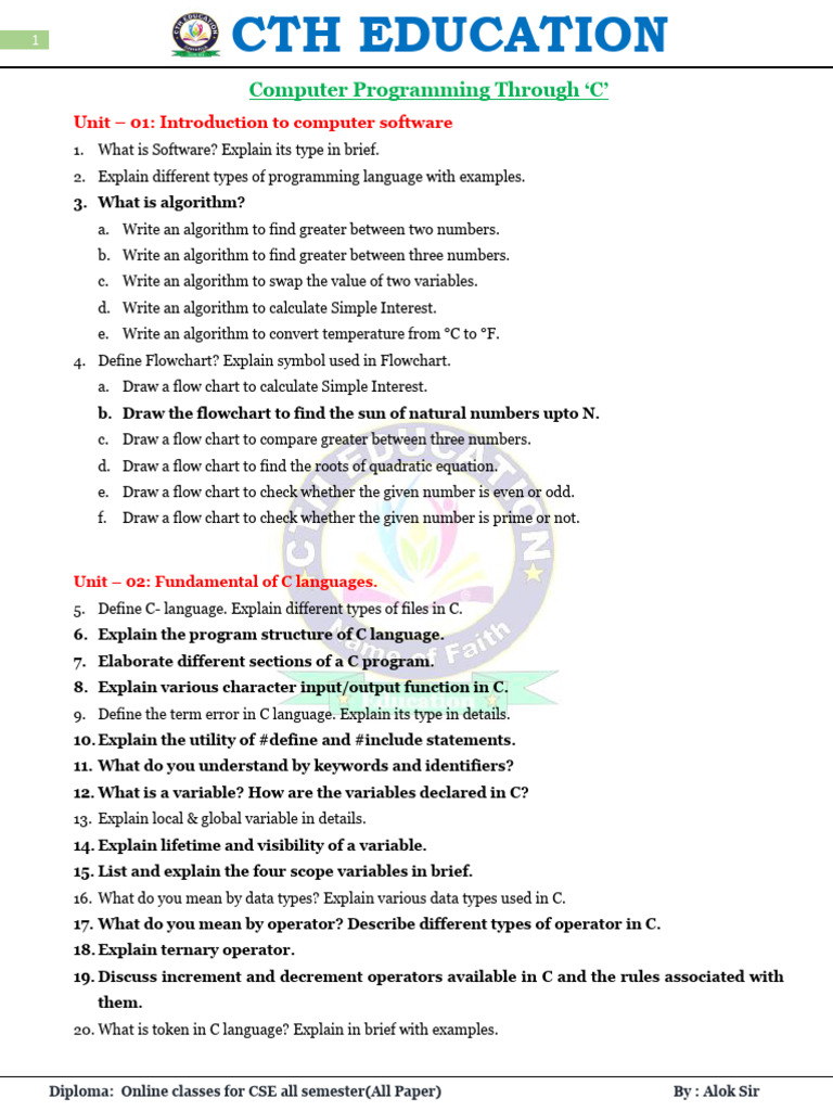 CPTC MODEL QUESTIONS | PDF | Pointer (Computer Programming) | C (Programming Language)