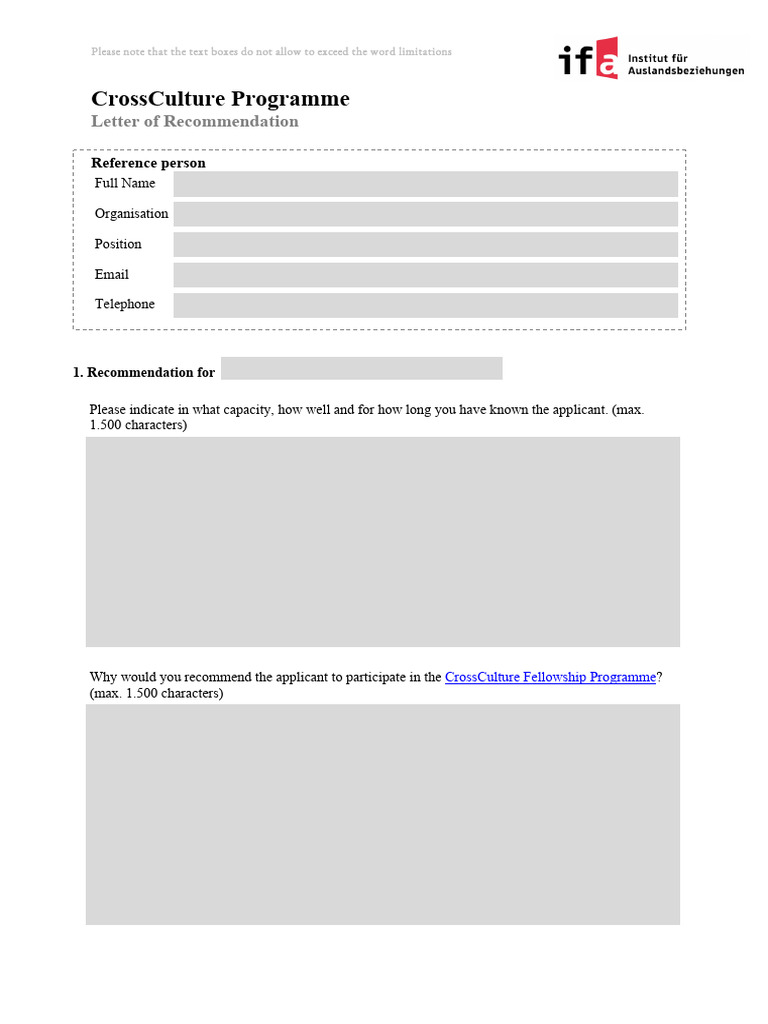 CrossCulture Fellowship Recommendation Form | PDF