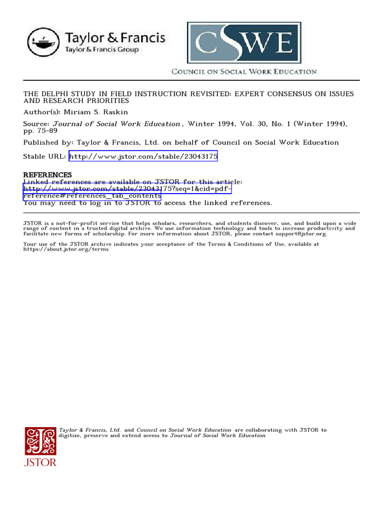 Raskin 1994-JSWE - The Delphi Study in Field Instruction Revisited ...