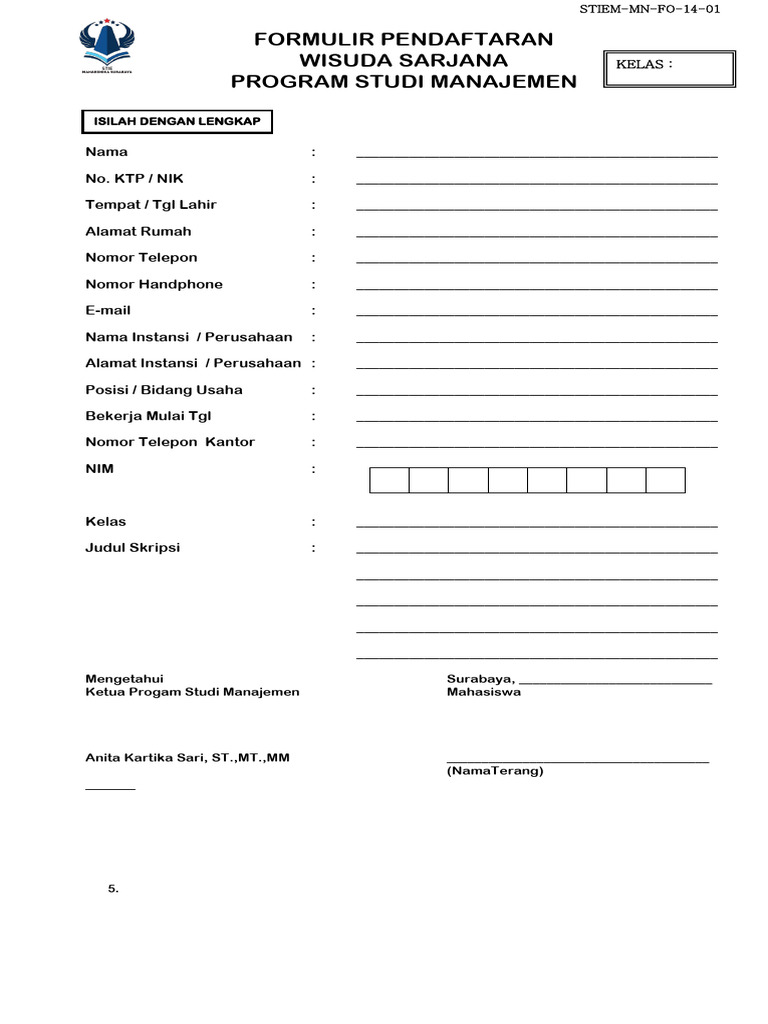 Form Wisuda | PDF | Karier & Perkembangan