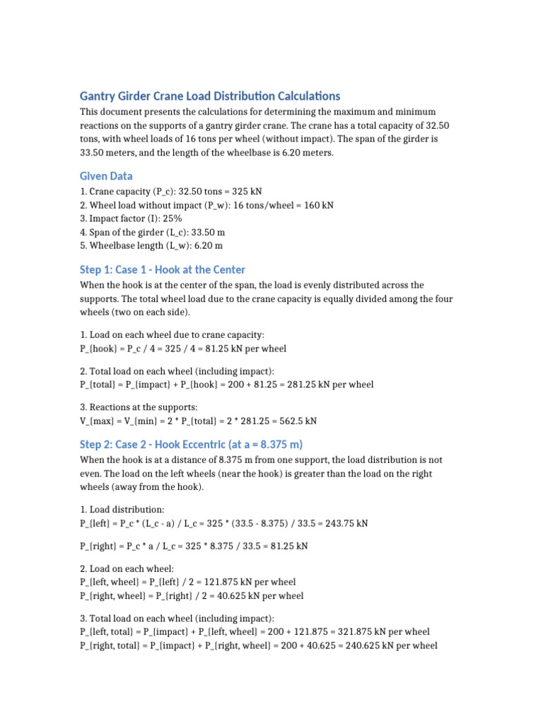 Gantry Crane Load Distribution Analysis | PDF
