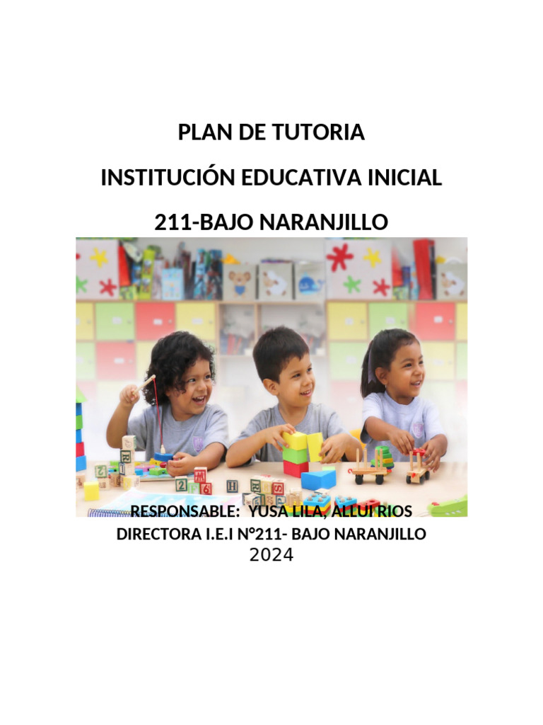 Plan de Tutoria 2022-Iei N 313 Alto Naranjillo | PDF | Higiene | Enseñando