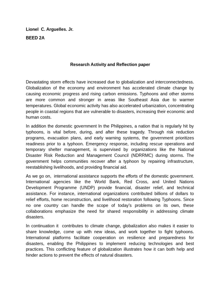 Globalization's Impact on Typhoon Response | PDF | Disaster Risk ...