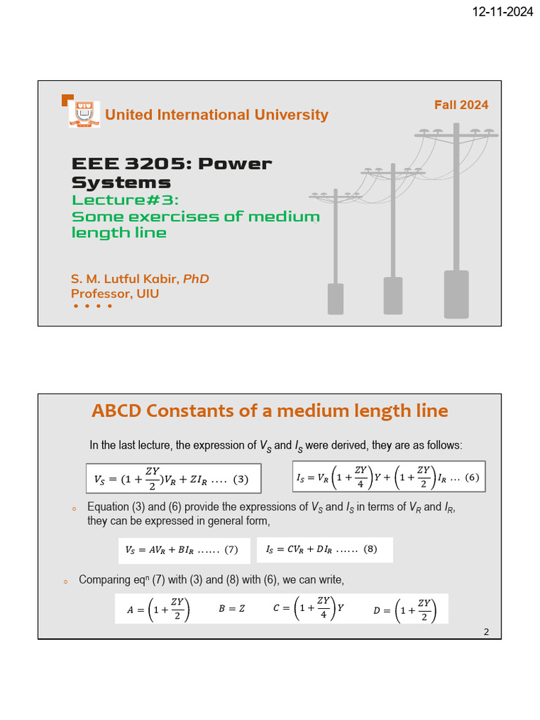 243 - EEE 3205 - Power Systems - Lecture | PDF | Electrical Impedance | Volt