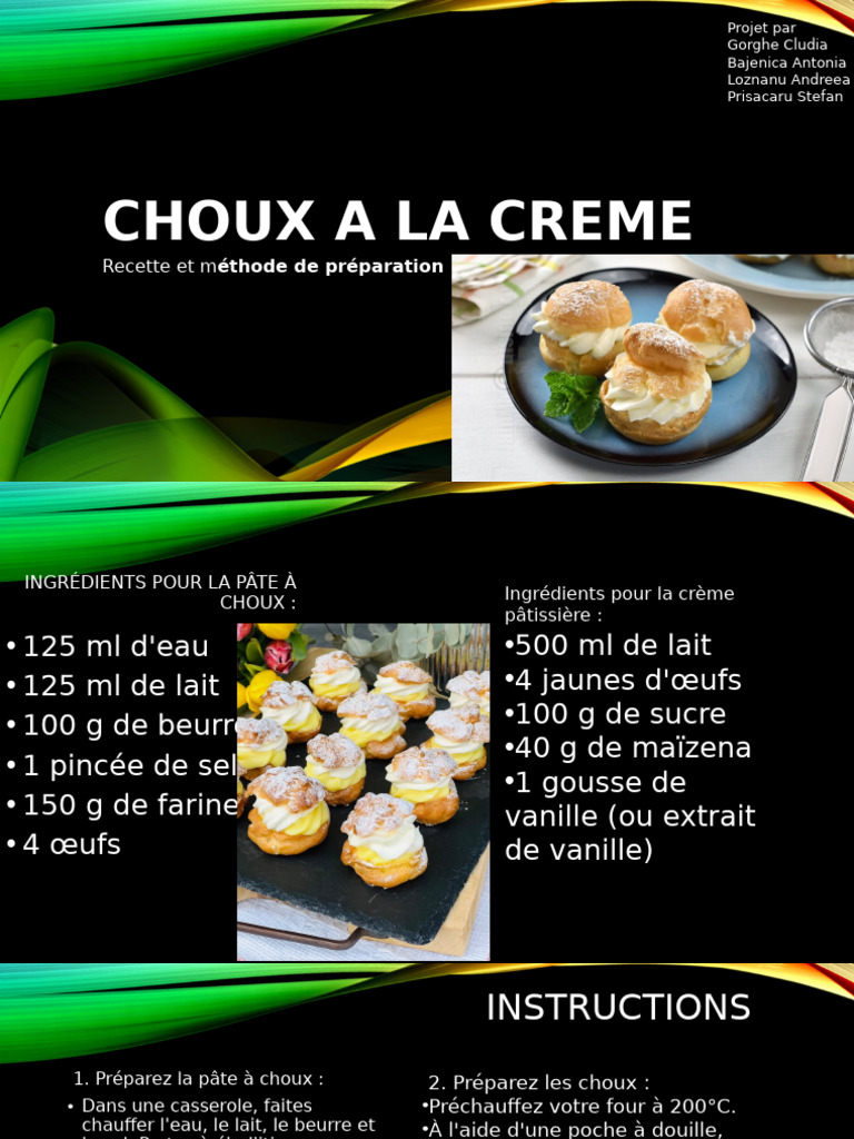 Choux A La Creme | PDF | Crème (produit laitier) | Desserts