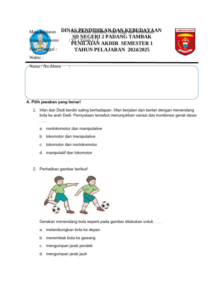 Soal Pas Pjok Kelas 6-1 | PDF