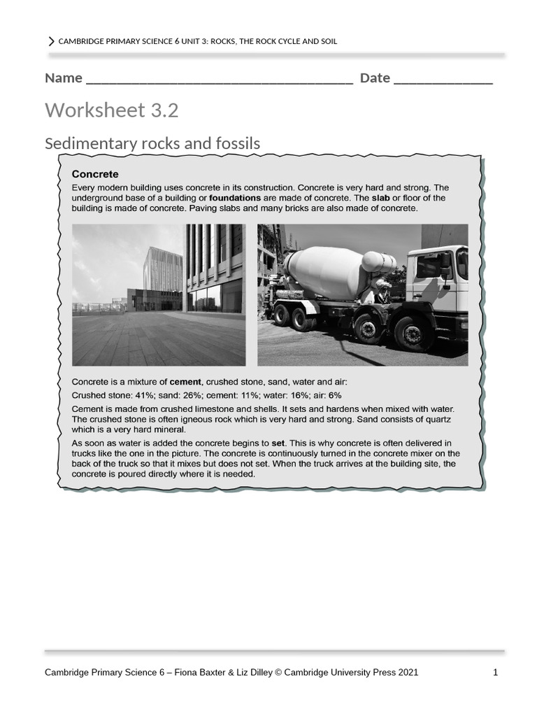 P - Science - 6 - Worksheets - Unit 3 | PDF | Rock (Geology) | Soil