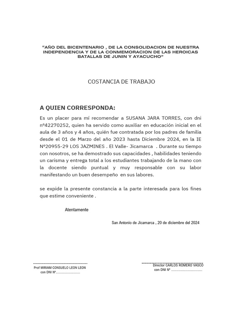 Carta Recomendación Laboral Simple Amarillo | PDF