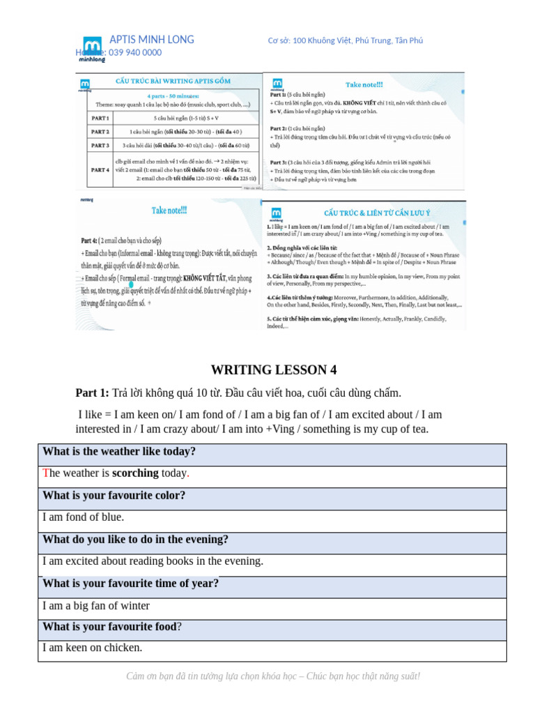 B2 - Writing Lesson - Buổi 4 | PDF