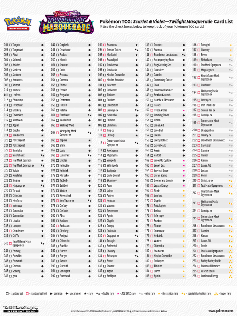 Twilight-Masquerade-Card-List Pokemon | PDF | Editores de videojuegos | Nintendo