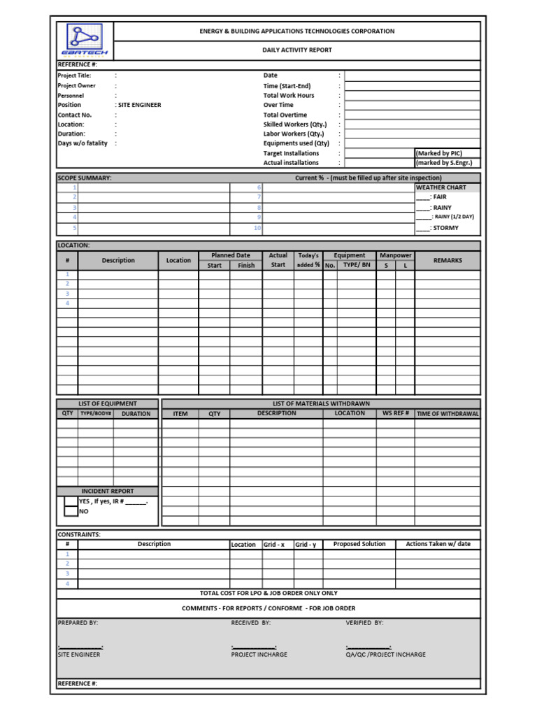 Daily Activity Report | PDF | Labor | Business