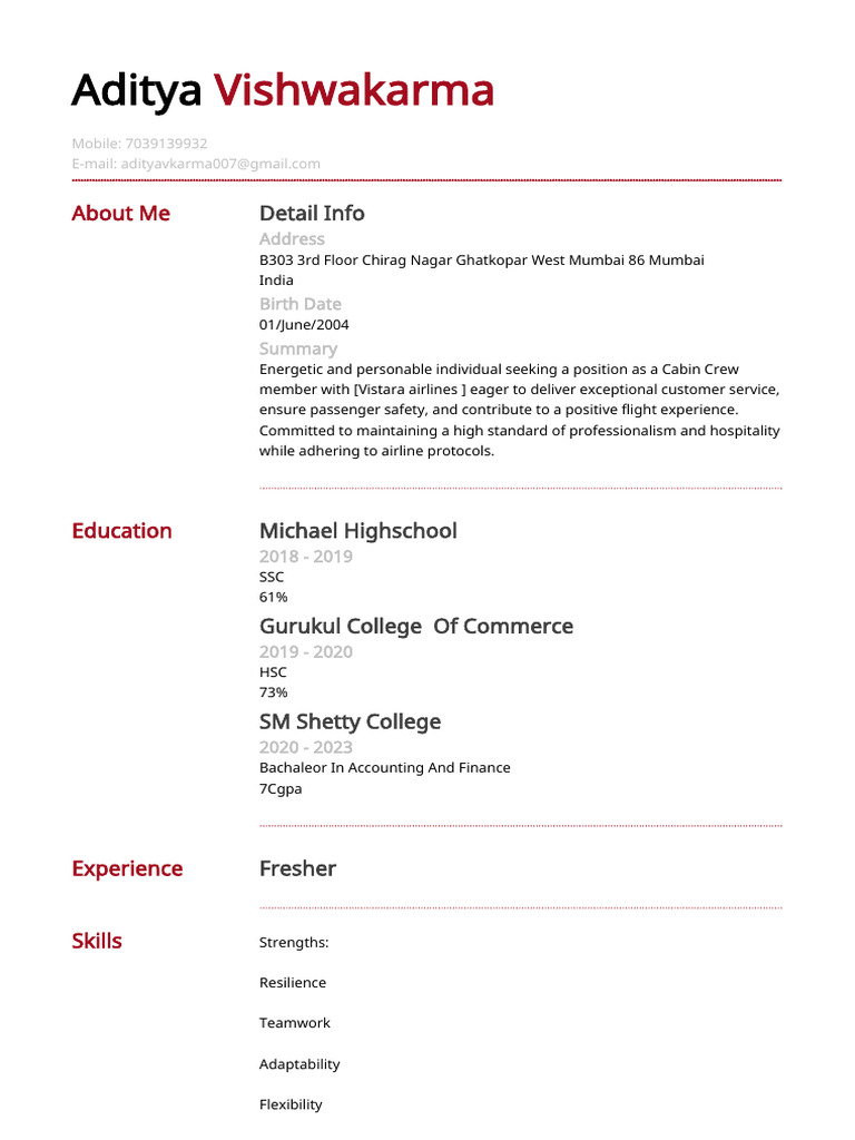 ADITYA Resume - 1731388671 | PDF | Career & Growth