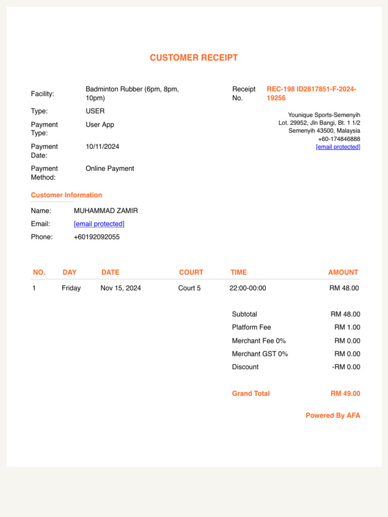 Invoice Badminton | PDF