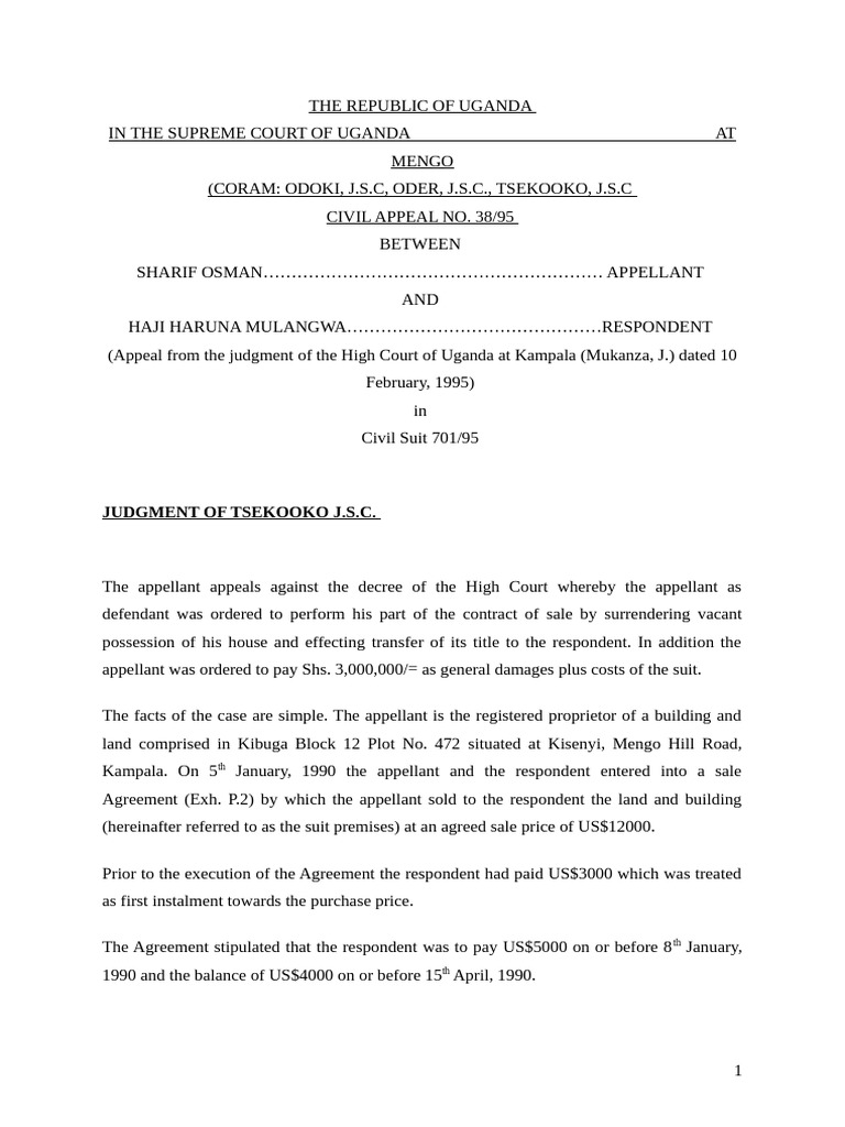 Osman v. Haruna: Supreme Court Appeal | PDF | Lawsuit | Judgment (Law)