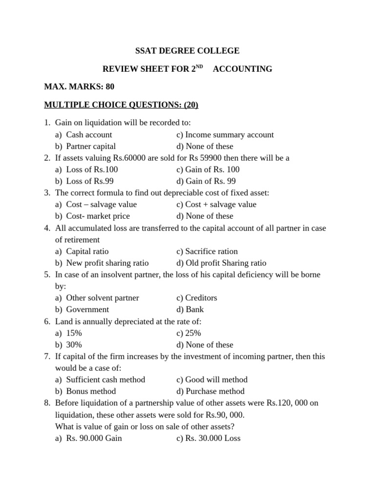 Review Accounting Second Year | PDF | Depreciation | Book Value
