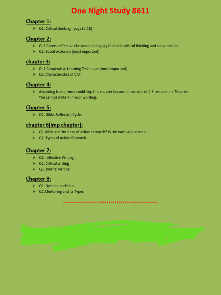 8611 One Night Study | PDF