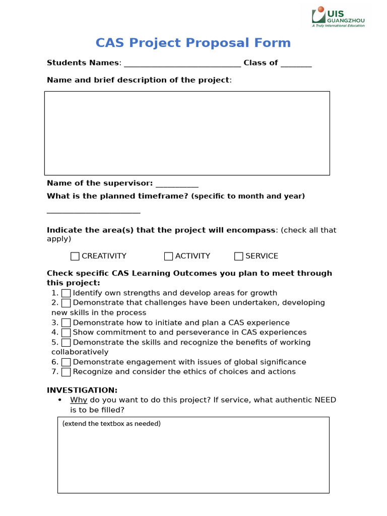 UISG CAS Project Proposal Form | PDF | Psychology | Cognition