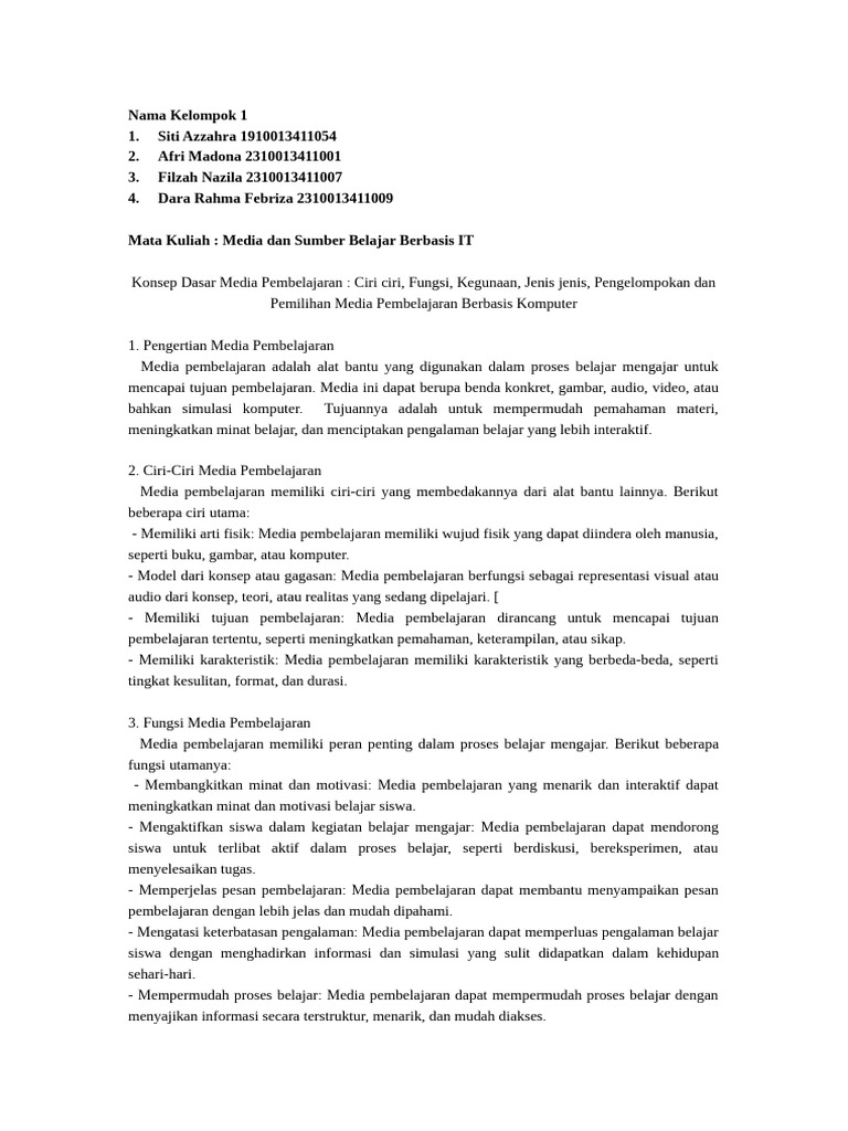Contoh Media Pembelajaran IT | PDF