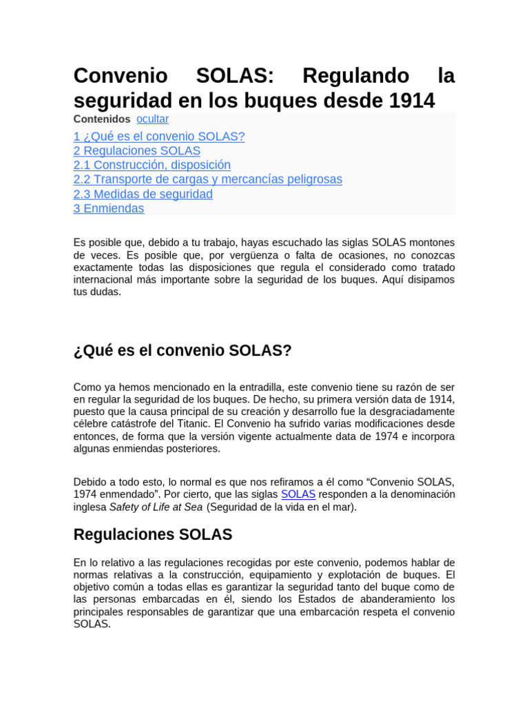 Convenio SOLAS | PDF