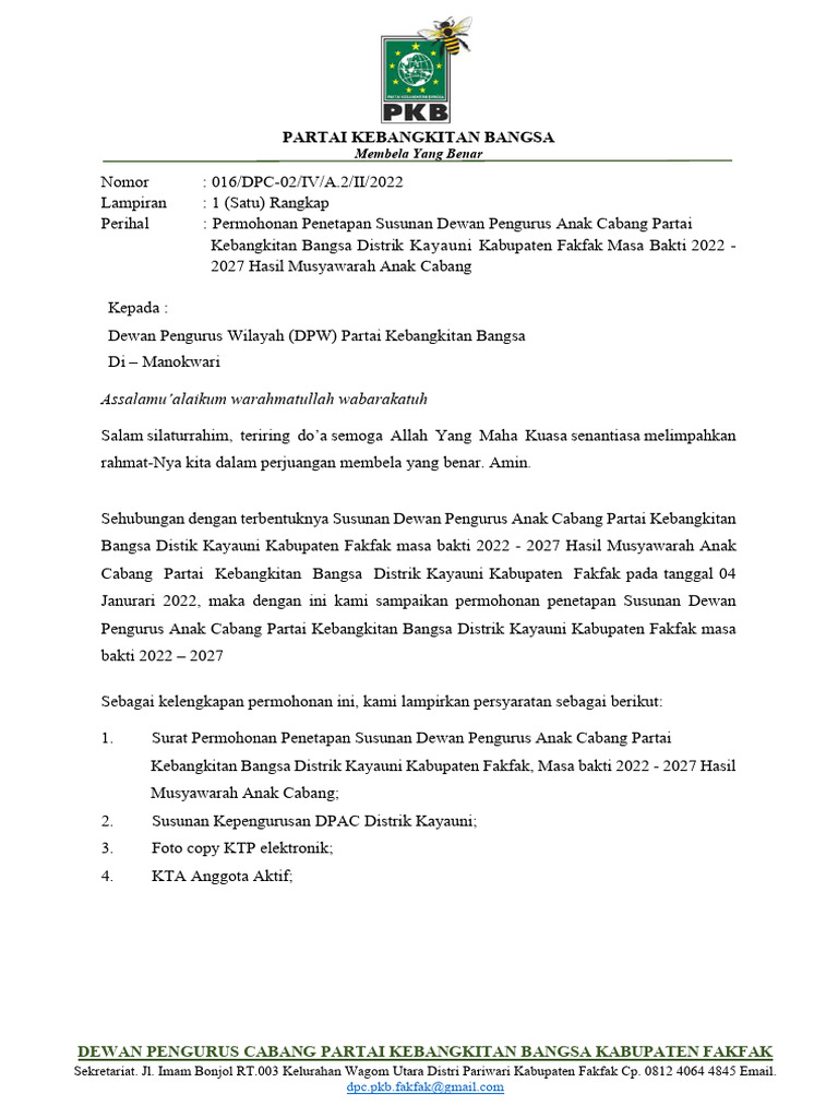 DPAC Kayauni PKB KABUPATEN FAKFAK | PDF