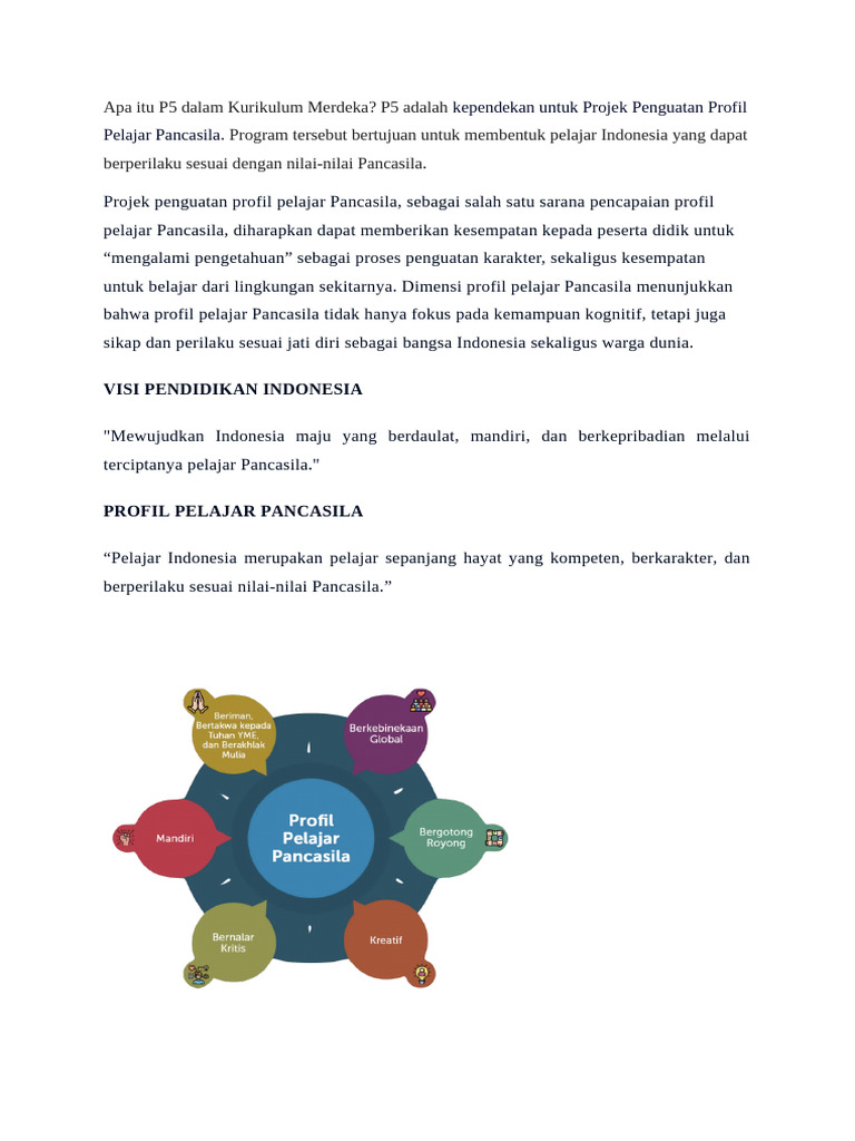 Apa Itu P5 Dalam Kurikulum Merdeka | PDF