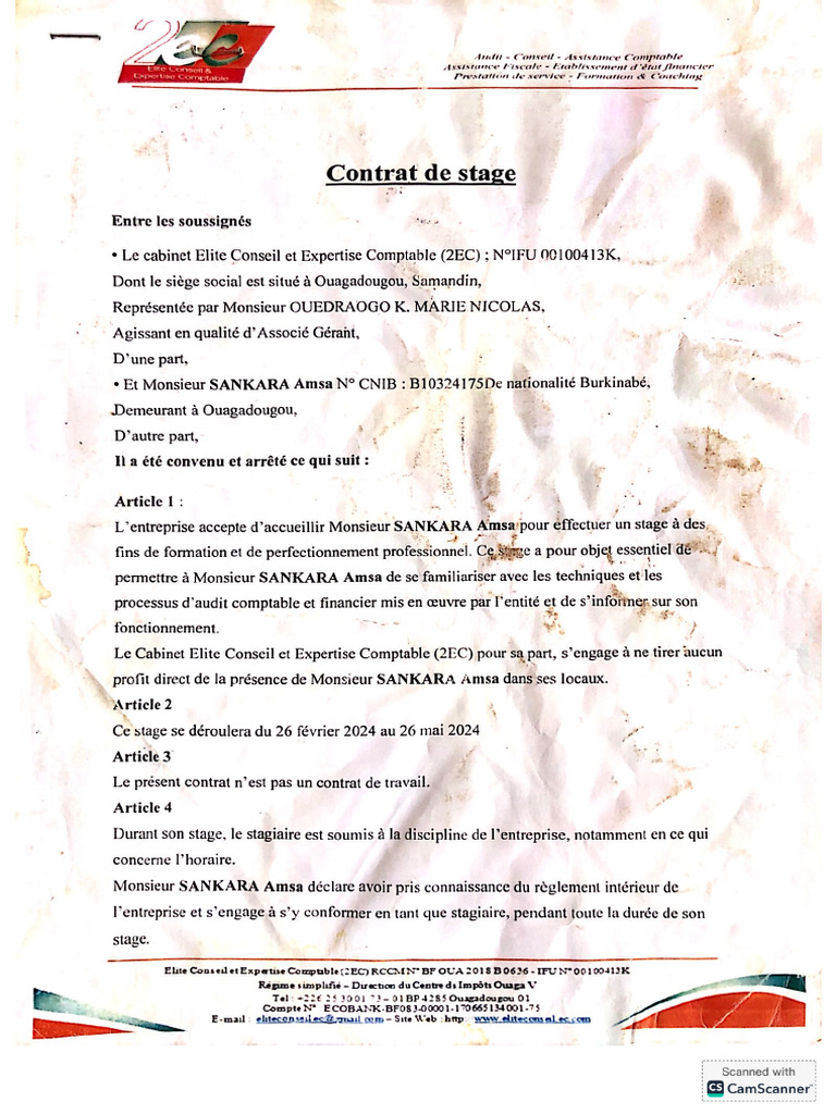 Contrat de Stage 2EC | PDF