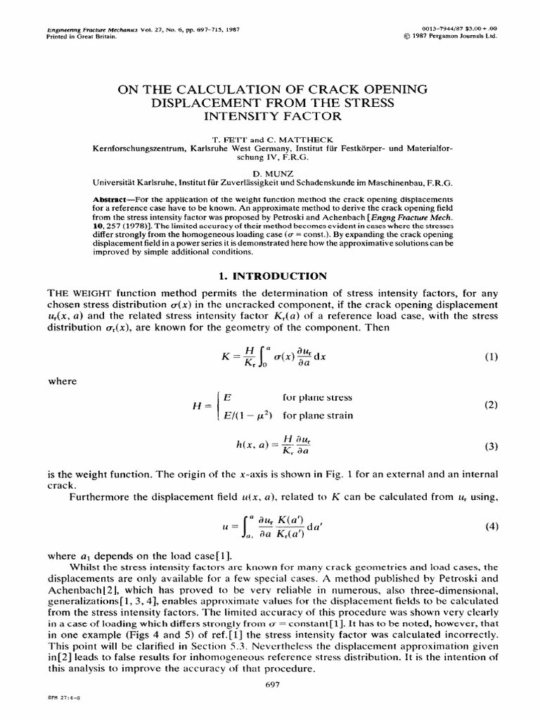 Artigo - ON THE CALCULATION OF CRACK OPENING | PDF | Fracture | Stress ...