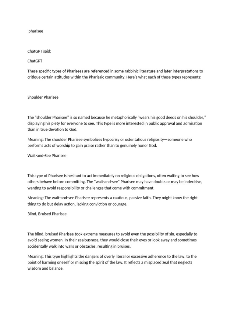 Types of Pharisee | PDF