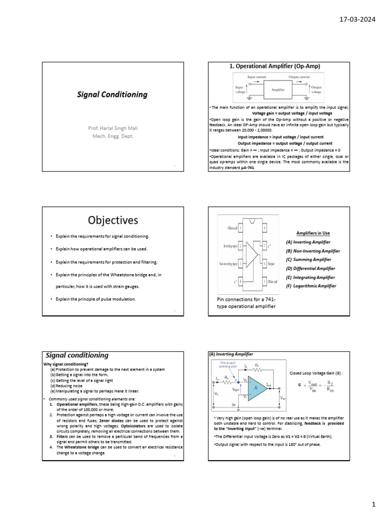 4-Signal Conditioning | PDF | Amplifier | Operational Amplifier