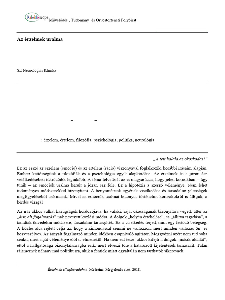 Az Erzelmek Uralma | PDF