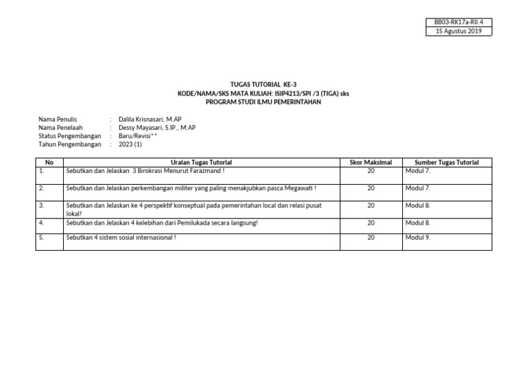 Tugas 3 Tutorial ISIP4213 Sistem Politik Indonesia | PDF