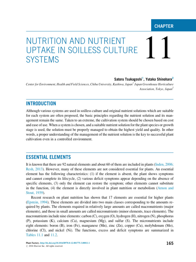 Chapter 11 - Nutrition and Nutrient Uptake in Soilless Cultu - 2016 - Plant Fact | PDF | Plant ...