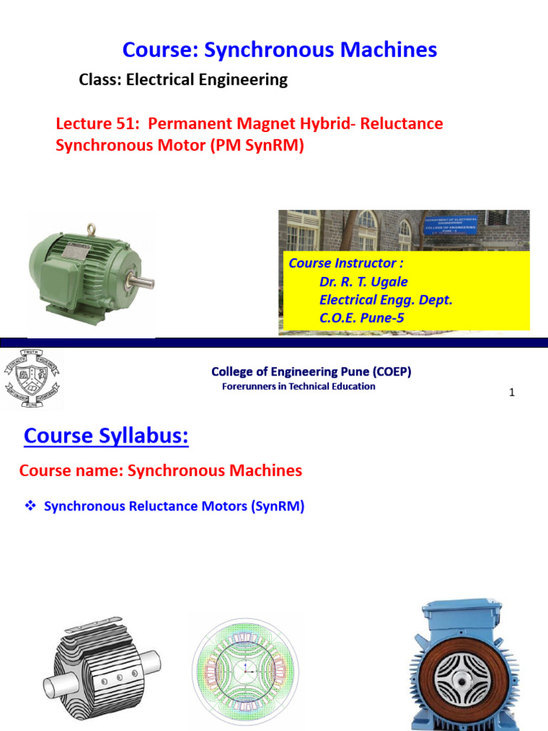 UNIT 6 - B - Lecture 53 To 58 - Synchronous Machines - SynRM - From | PDF | Electric Motor ...