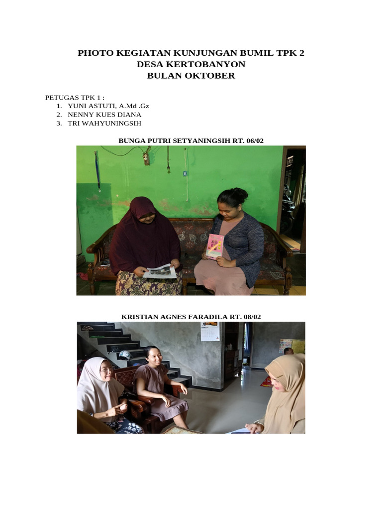 Photo Kegiatan Kunjungan Bumil TPK | PDF