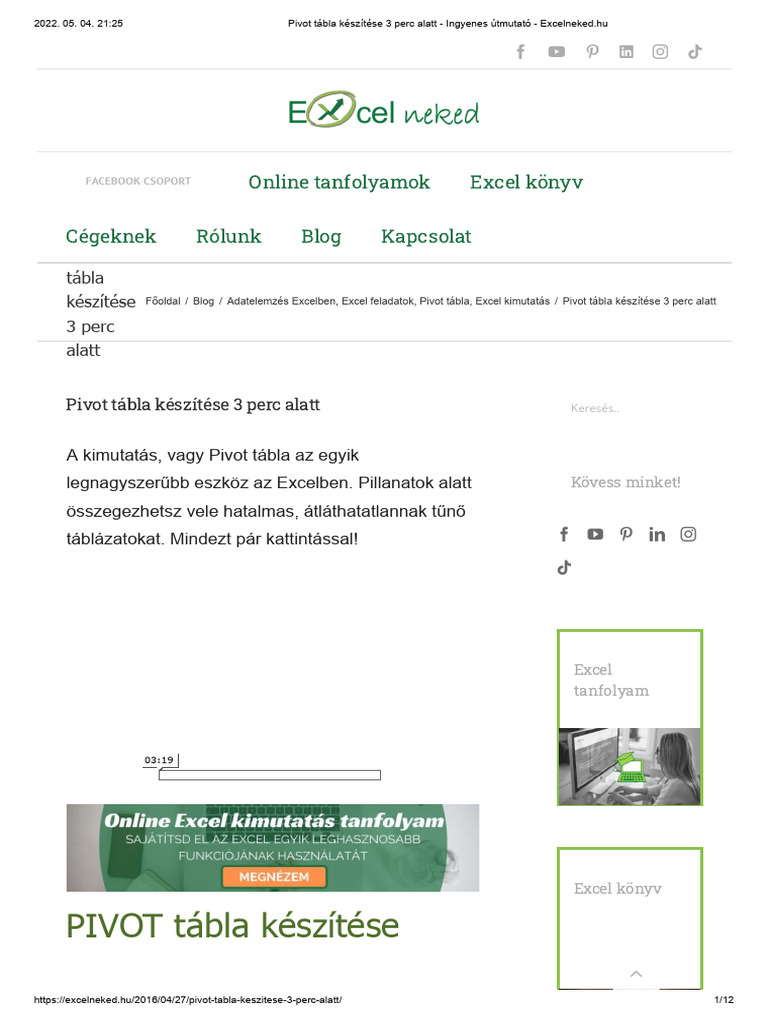 Pivot Tábla Készítése 3 Perc Alatt - Ingyenes Útmutató - Excelneked ...