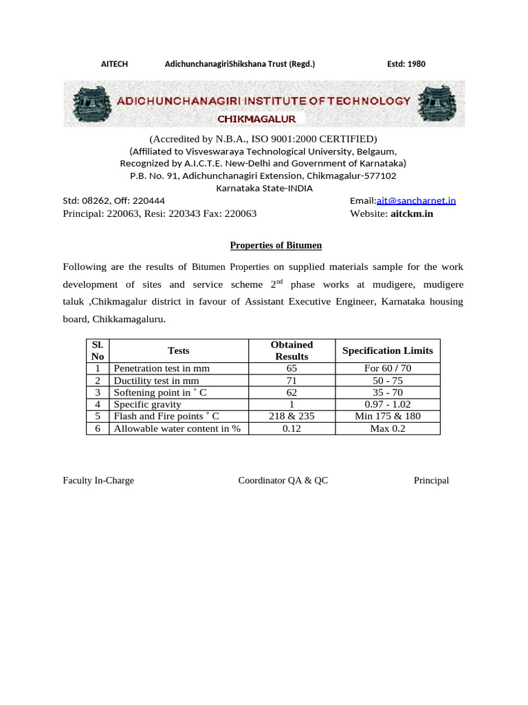 Bitumen Properties | PDF