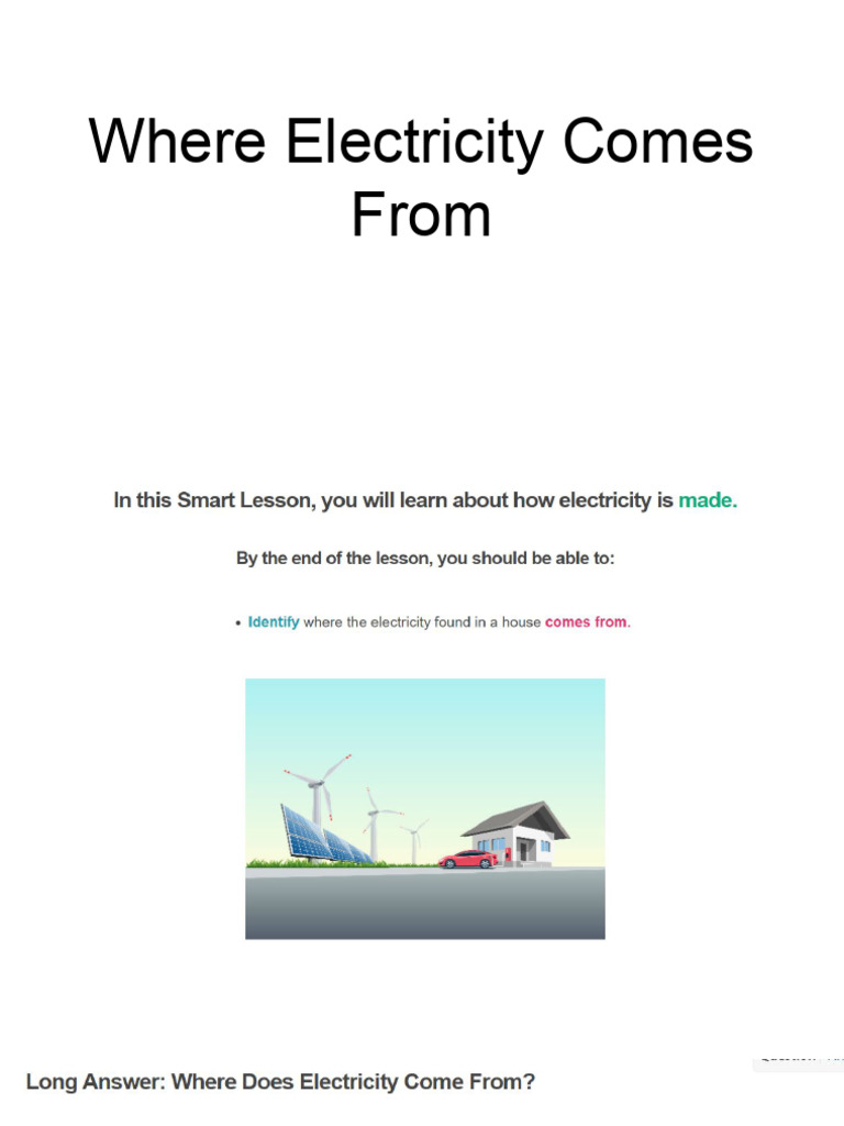 Where Electricity Comes From | PDF