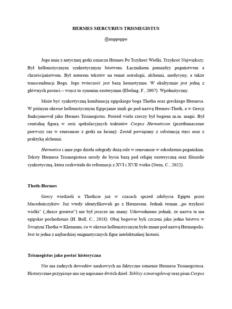 Hermes Mercurius Trismegistus | PDF