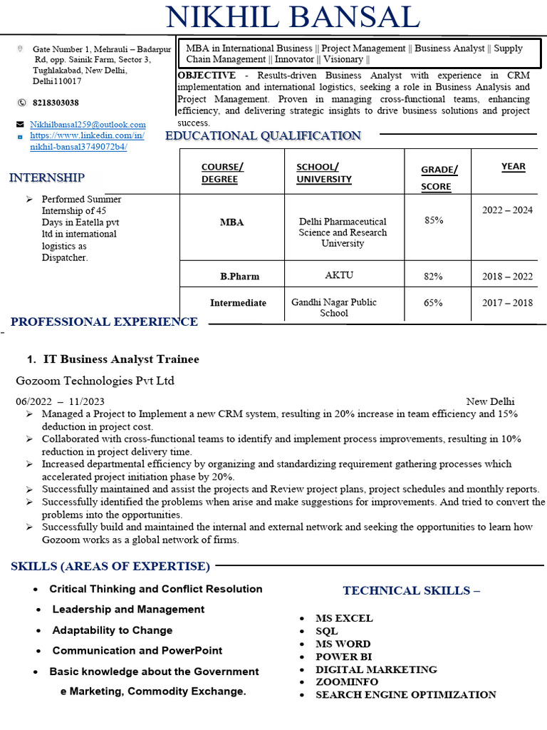 CV Nikhil Bansal (4) | PDF | Digital Marketing | Communication